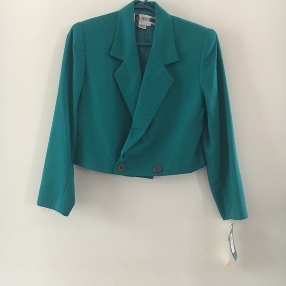 Vintage | Jackets & Coats | Vintage Emerald Blue Green Crop Boxy Fit ...